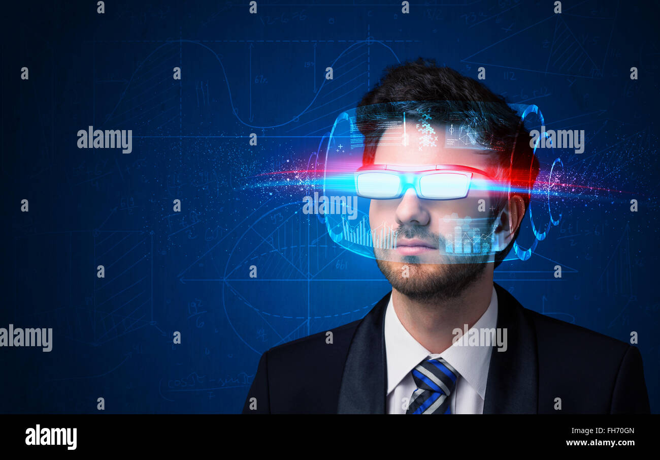 Man with future high tech smart glasses Stock Photo - Alamy
