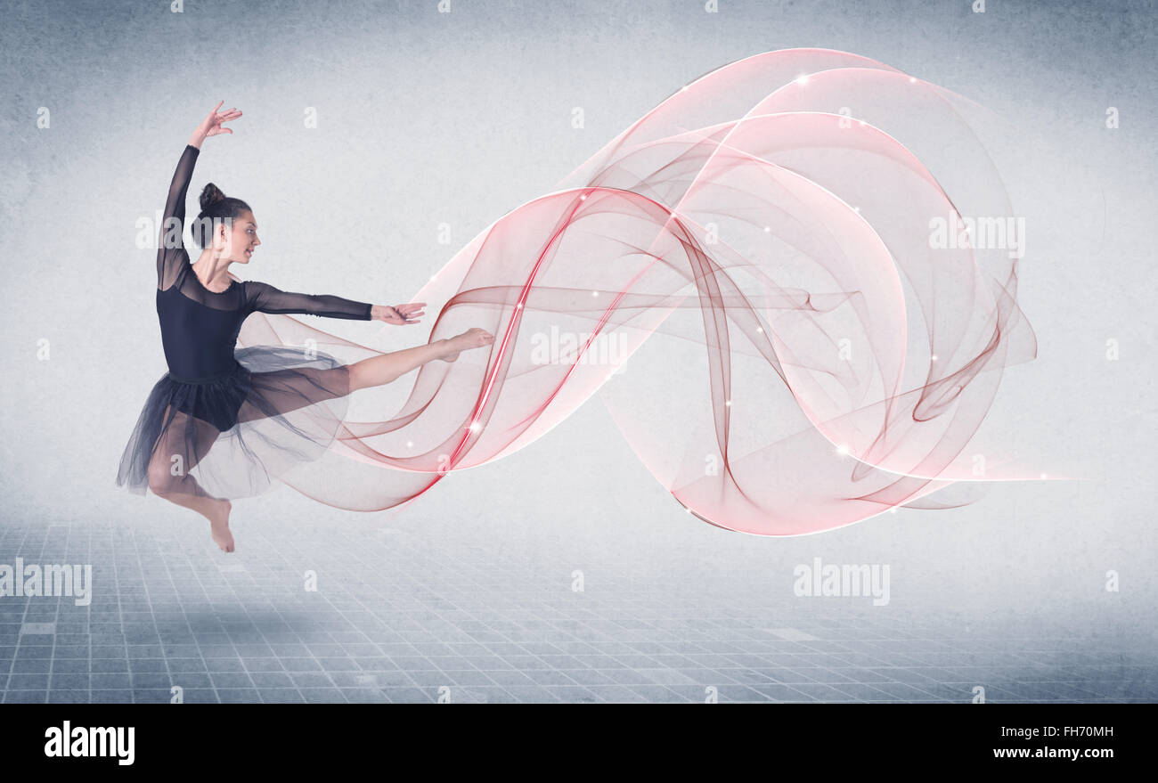 Dancing ballet performance artist with abstract swirl Stock Photo - Alamy