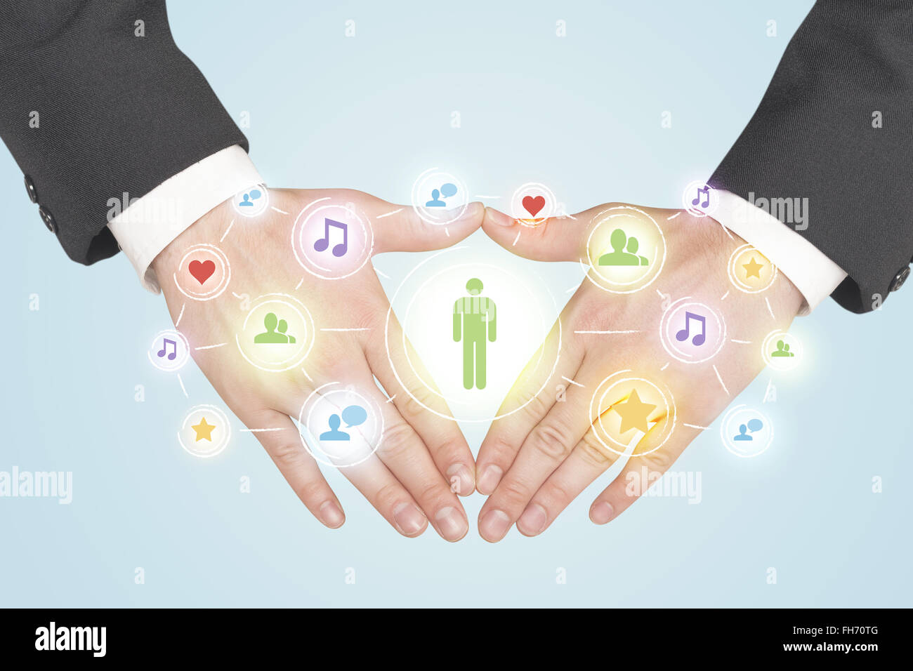 Hands creating a form with social media connection Stock Photo - Alamy
