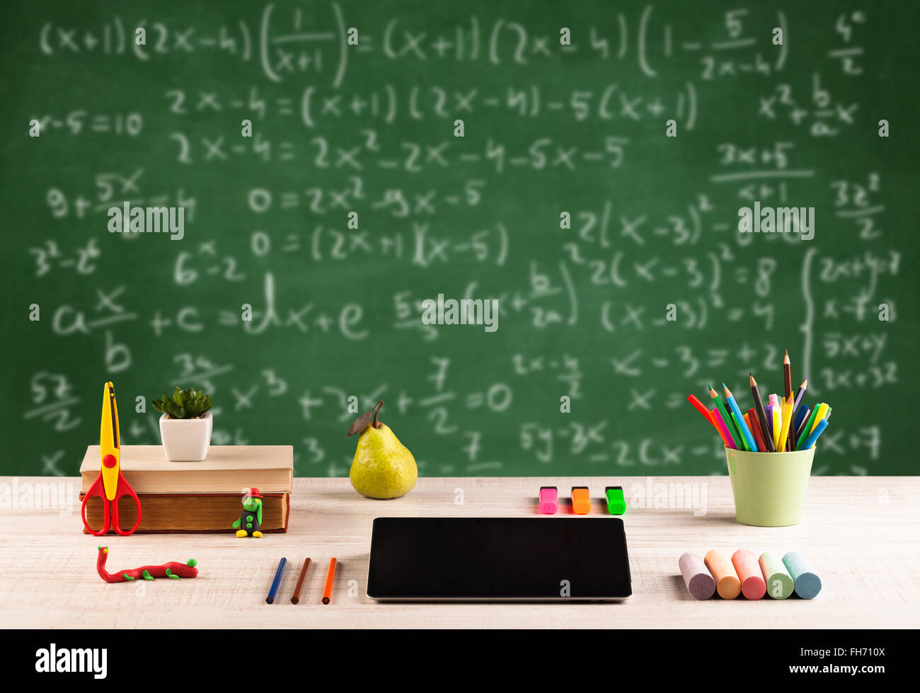 Math class from student school desk Stock Photo - Alamy