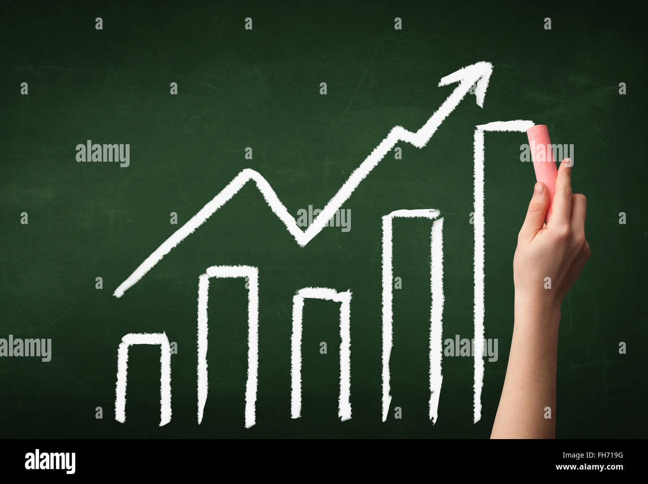 Hand drawing graph on blackboard Stock Photo - Alamy