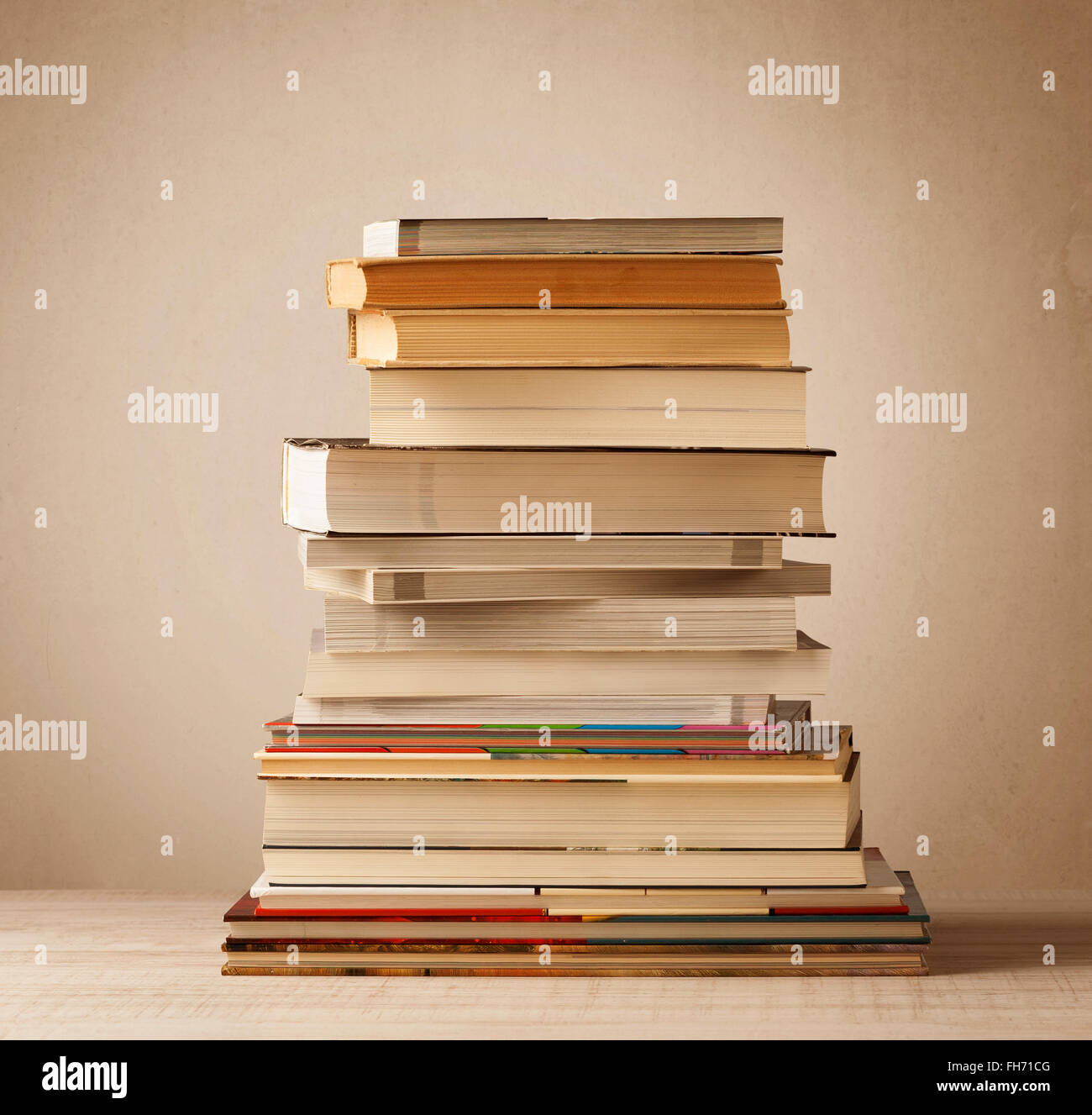 A stack of books with vintage background Stock Photo - Alamy