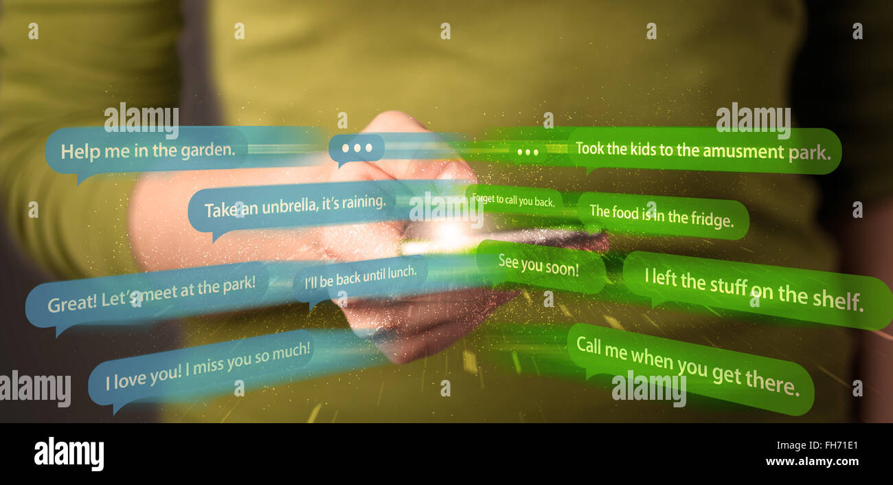 Young woman writing messages with smartphone Stock Photo - Alamy