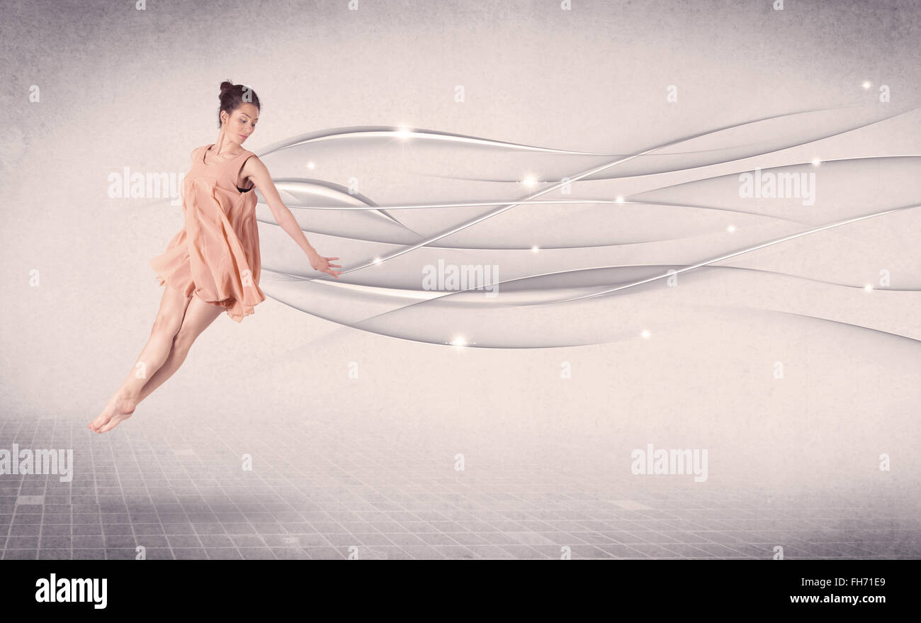 Ballet dancer performing modern dance with abstract lines Stock Photo ...