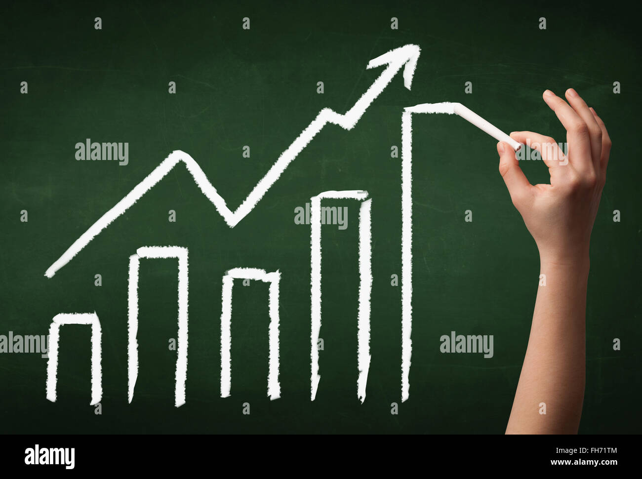 Hand drawing graph on blackboard Stock Photo - Alamy