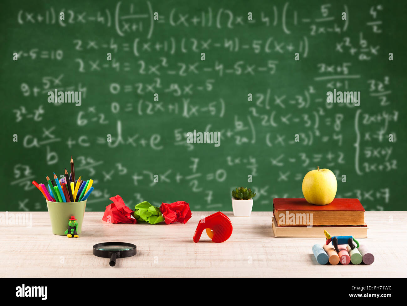 Math class from student school desk Stock Photo - Alamy