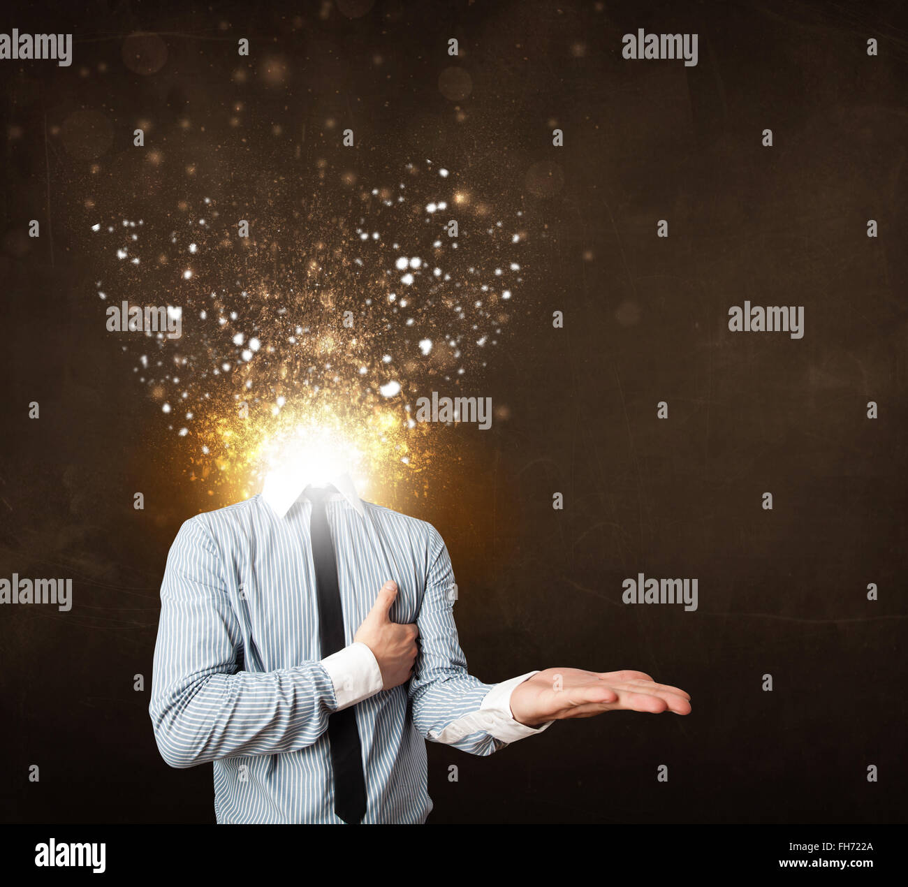 Business man with glowing exploding head Stock Photo - Alamy