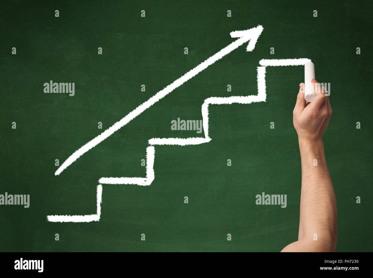 Hand drawing steps on blackboard Stock Photo - Alamy