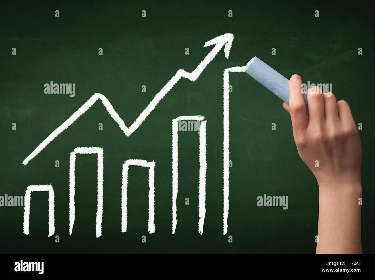 Hand drawing graph on blackboard Stock Photo - Alamy