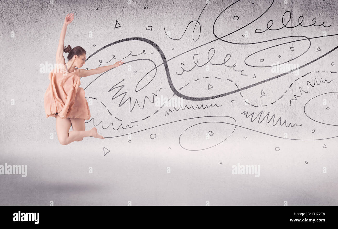 Ballet dancer performing art dance with lines and arrows Stock Photo ...
