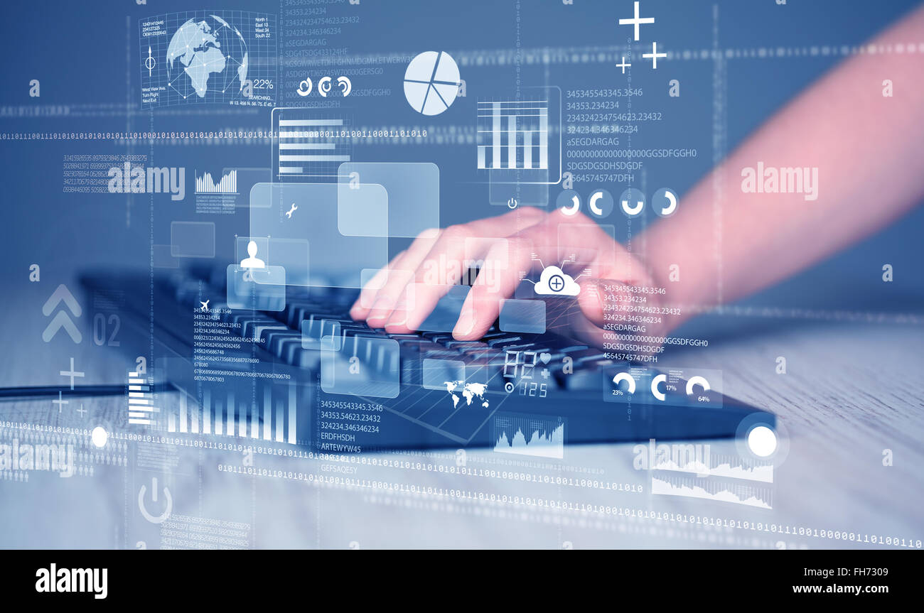 Keyboard technology button pressed hand hi-res stock photography and ...