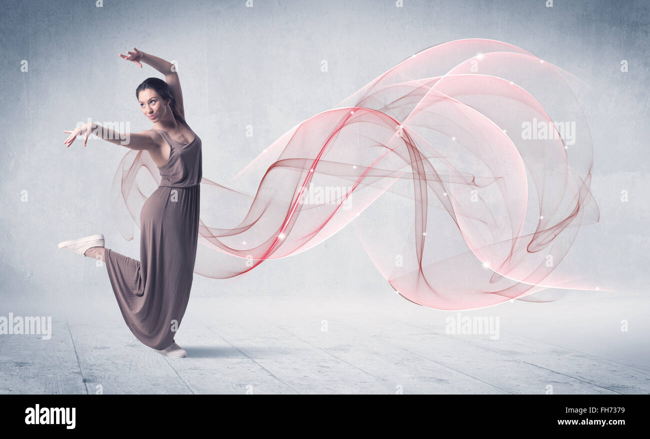 Dancing ballet performance artist with abstract swirl Stock Photo - Alamy