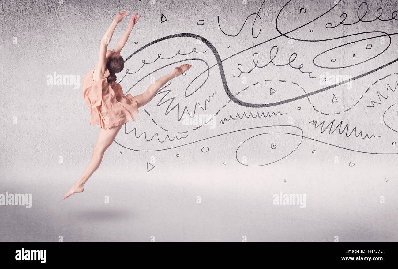 Ballet dancer performing art dance with lines and arrows Stock Photo ...