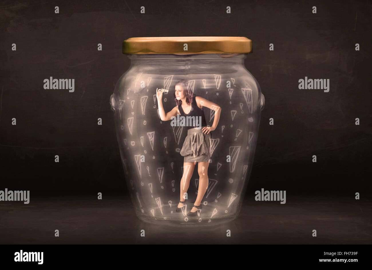 Business woman trapped in jar hi-res stock photography and images - Alamy