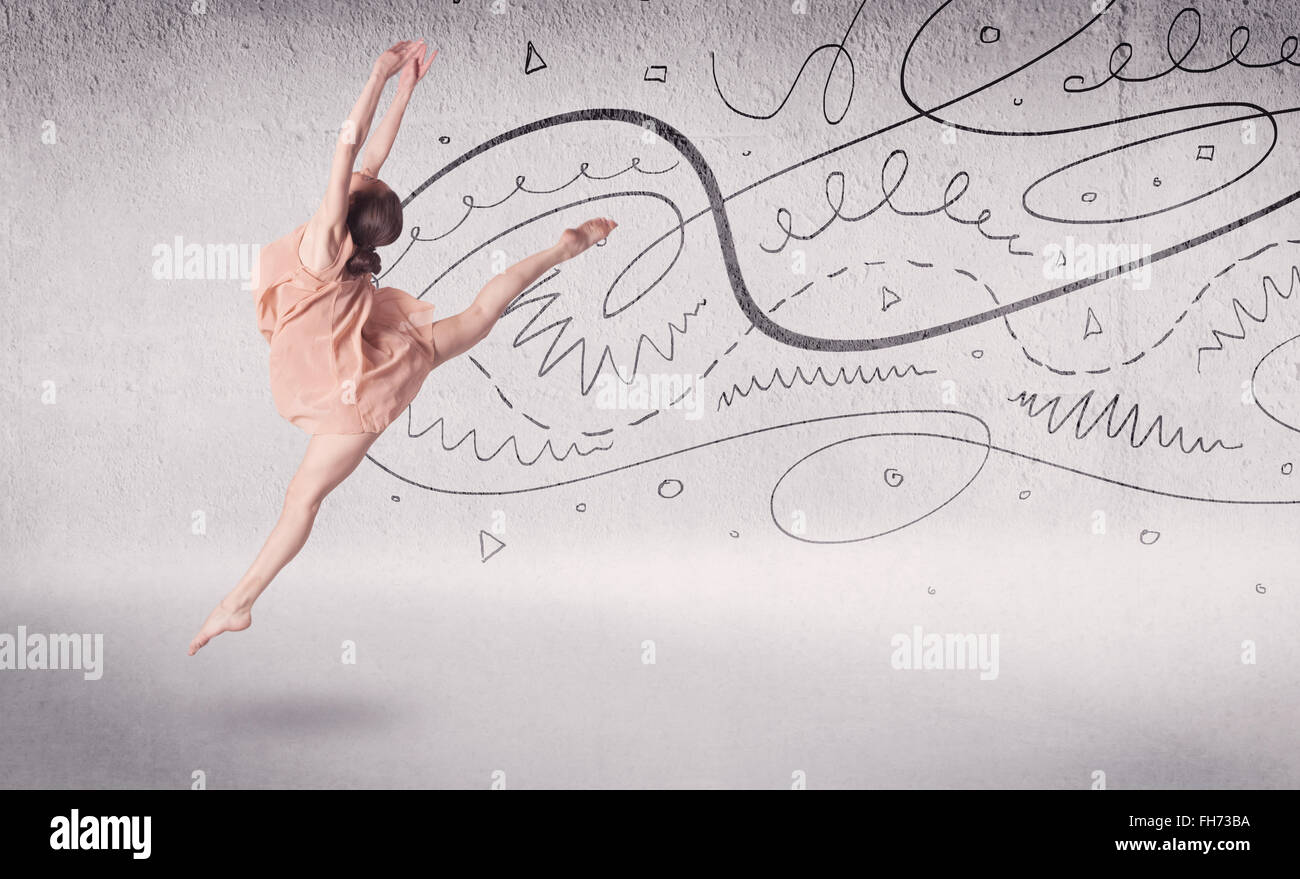 Ballet dancer performing art dance with lines and arrows Stock Photo ...