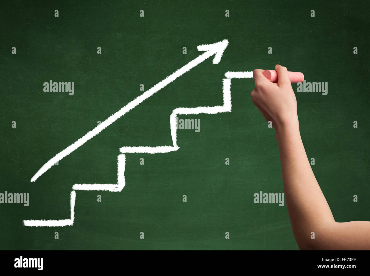 Hand drawing steps on blackboard Stock Photo - Alamy