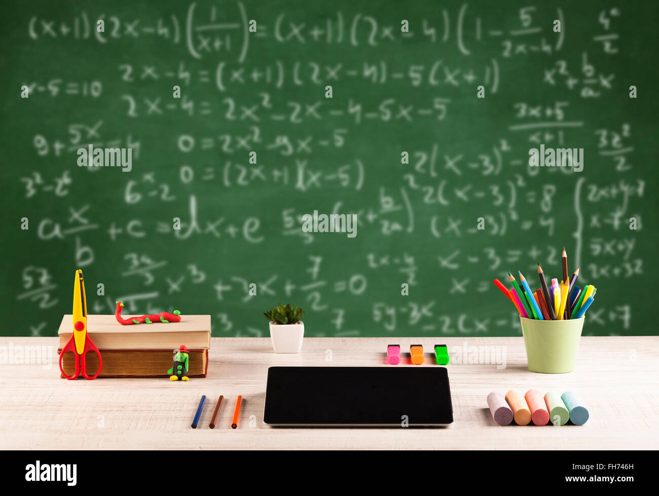 Math class from student school desk Stock Photo - Alamy