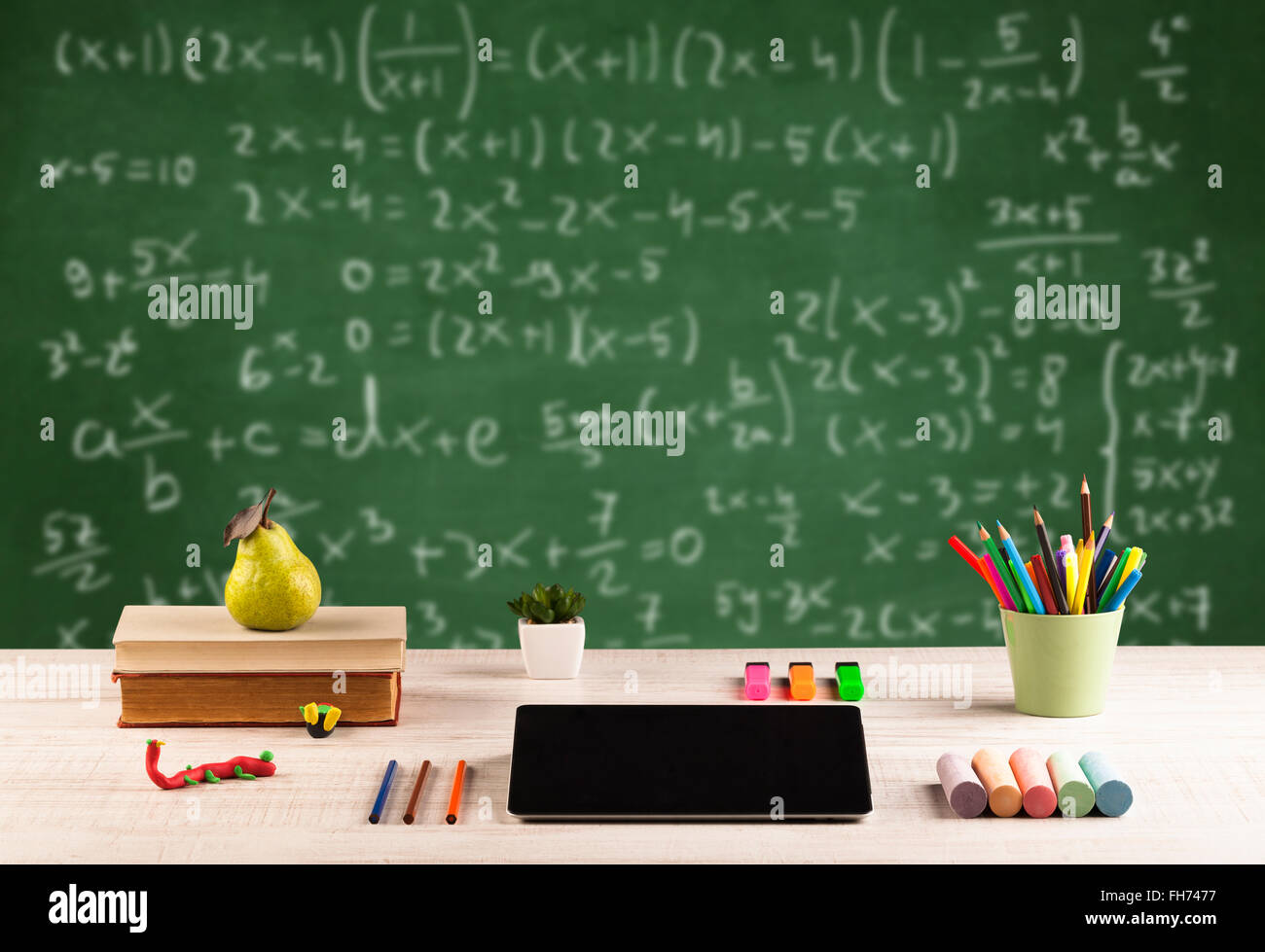 Math class from student school desk Stock Photo - Alamy