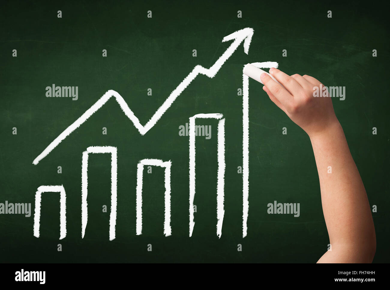 Hand drawing graph on blackboard Stock Photo - Alamy