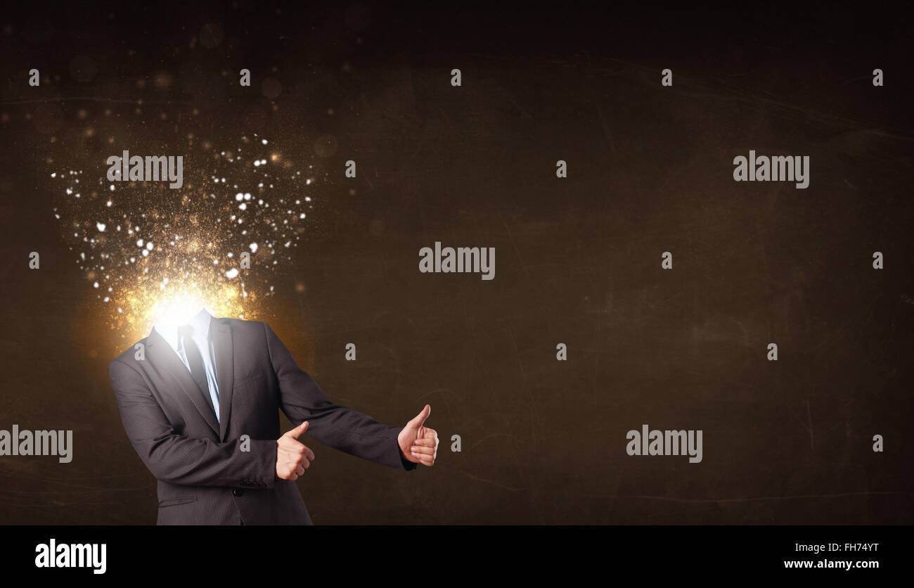 Business man with glowing exploding head Stock Photo - Alamy