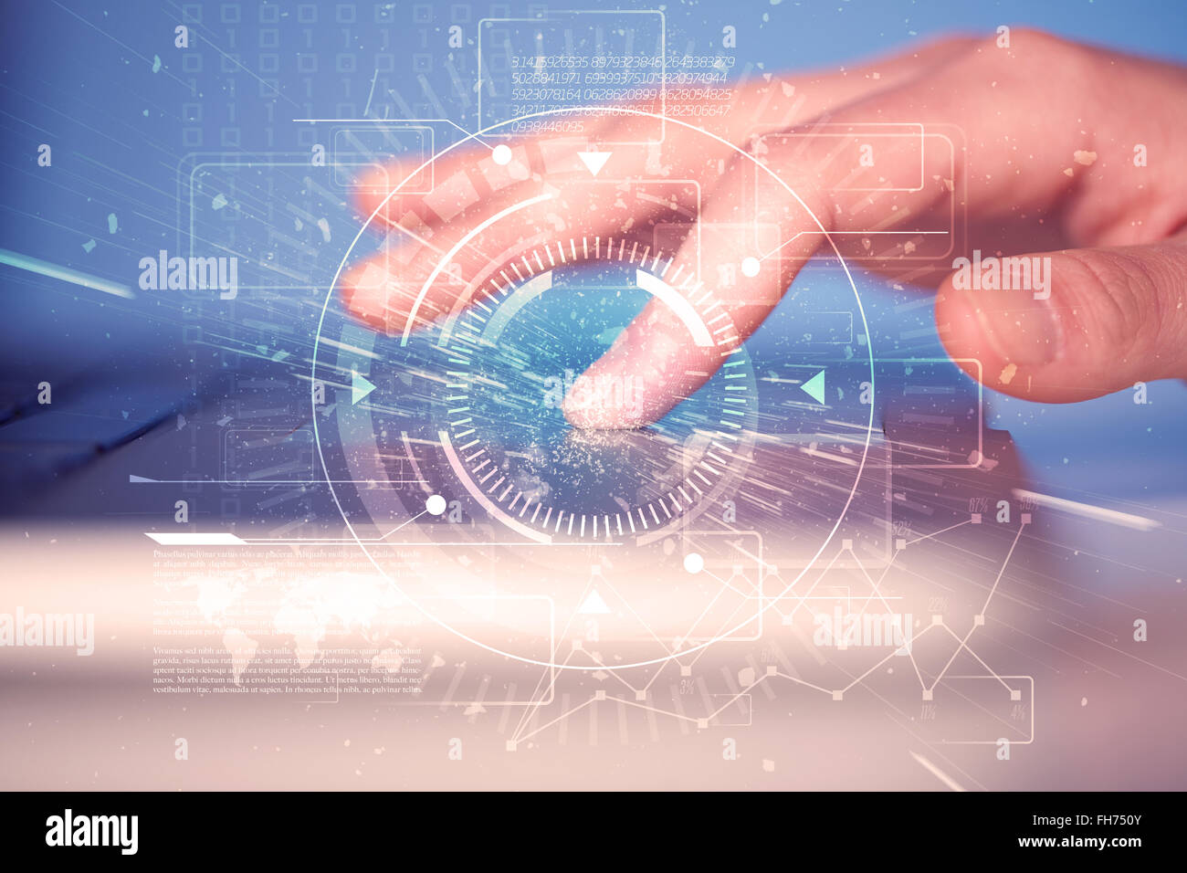 Keyboard with high tech user interface graphic Stock Photo - Alamy