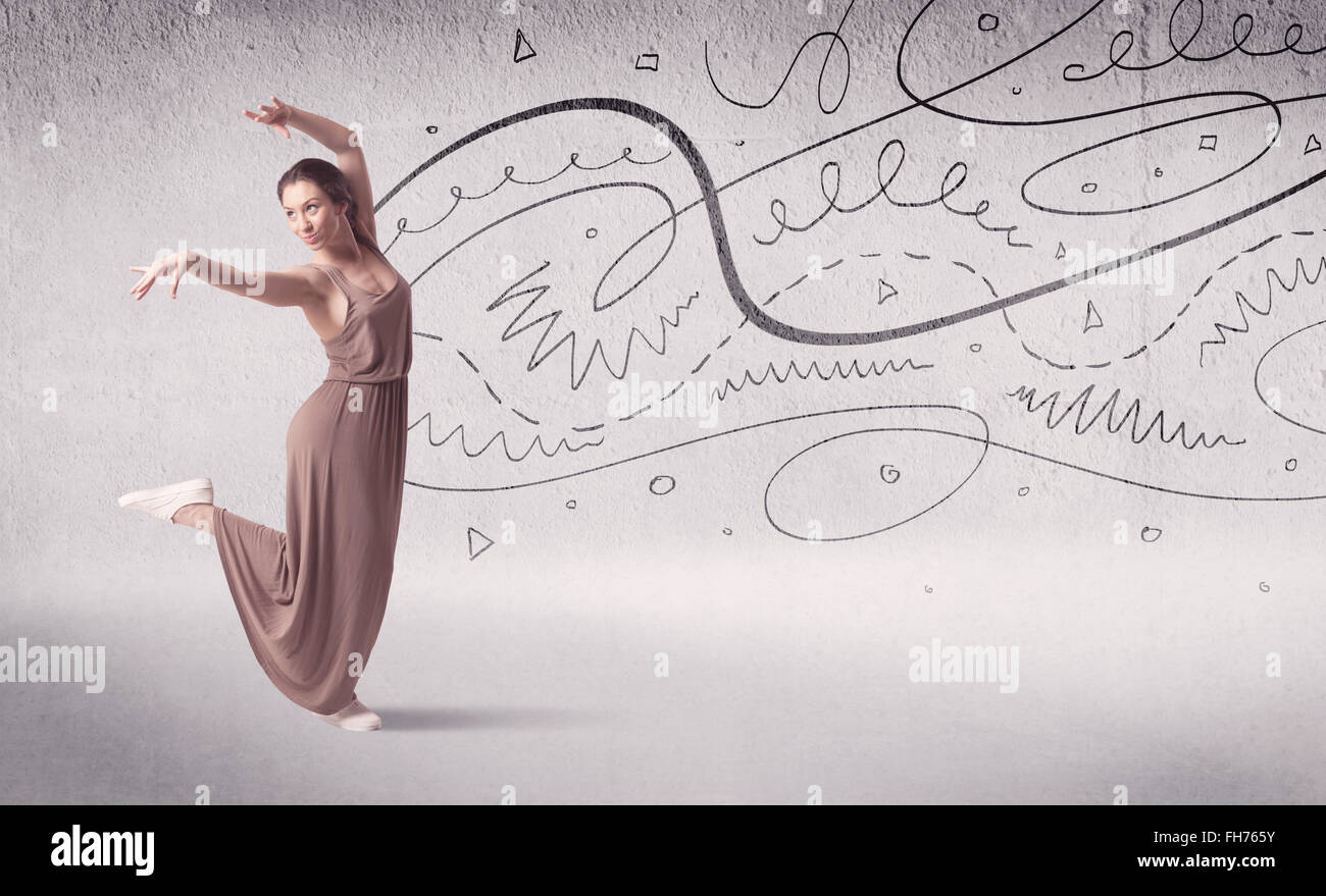 Ballet dancer performing art dance with lines and arrows Stock Photo ...