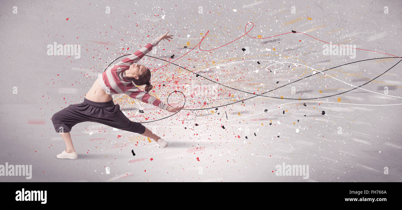 Urban dancing with lines and splatter Stock Photo - Alamy