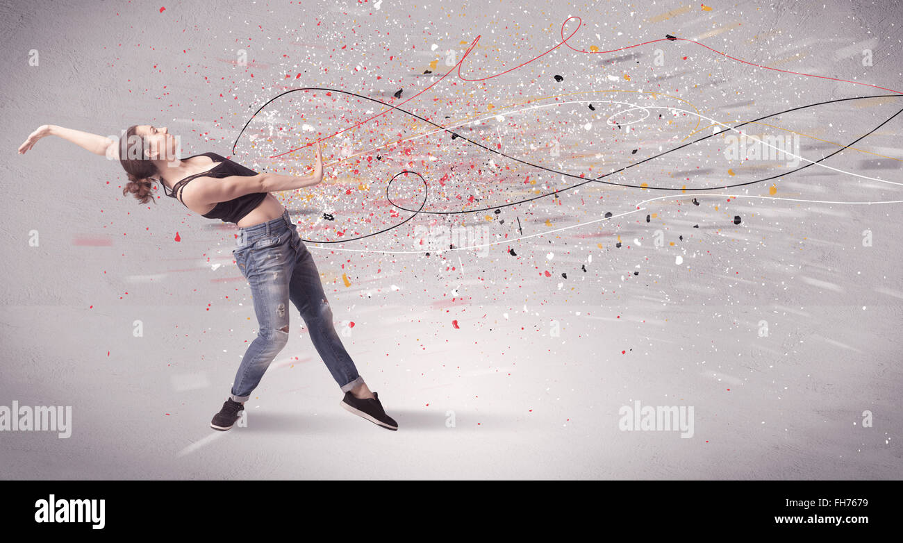 Urban dancing with lines and splatter Stock Photo - Alamy