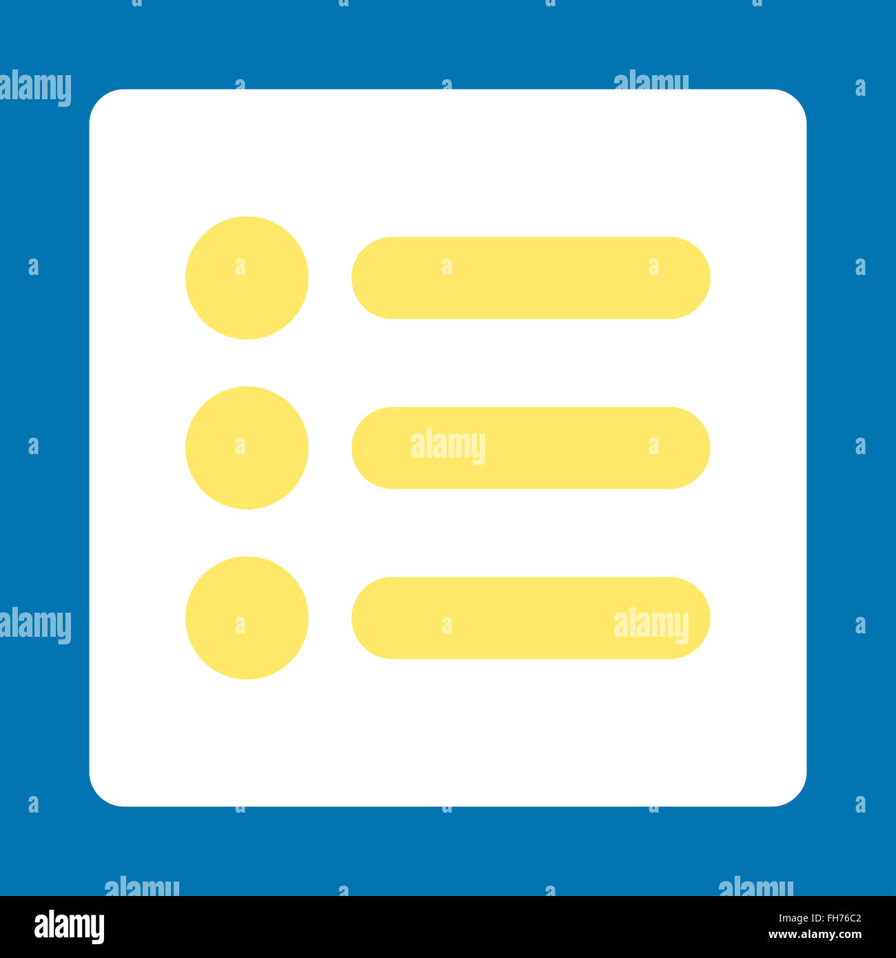 Items flat yellow and white colors rounded button Stock Photo - Alamy