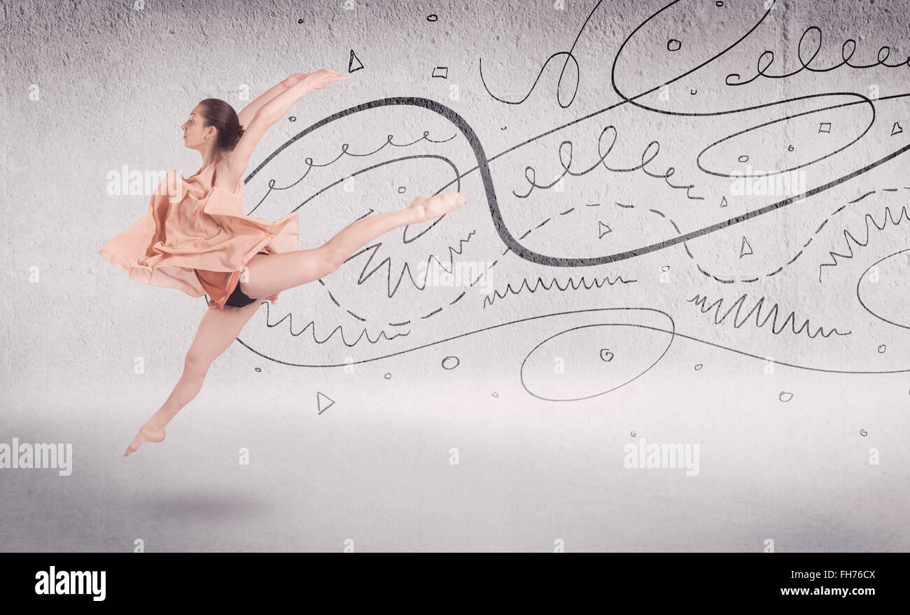 Ballet dancer performing art dance with lines and arrows Stock Photo ...