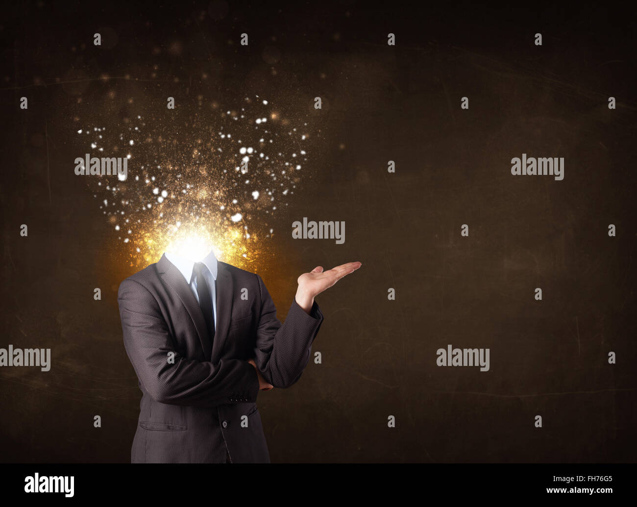 Business man with glowing exploding head Stock Photo - Alamy
