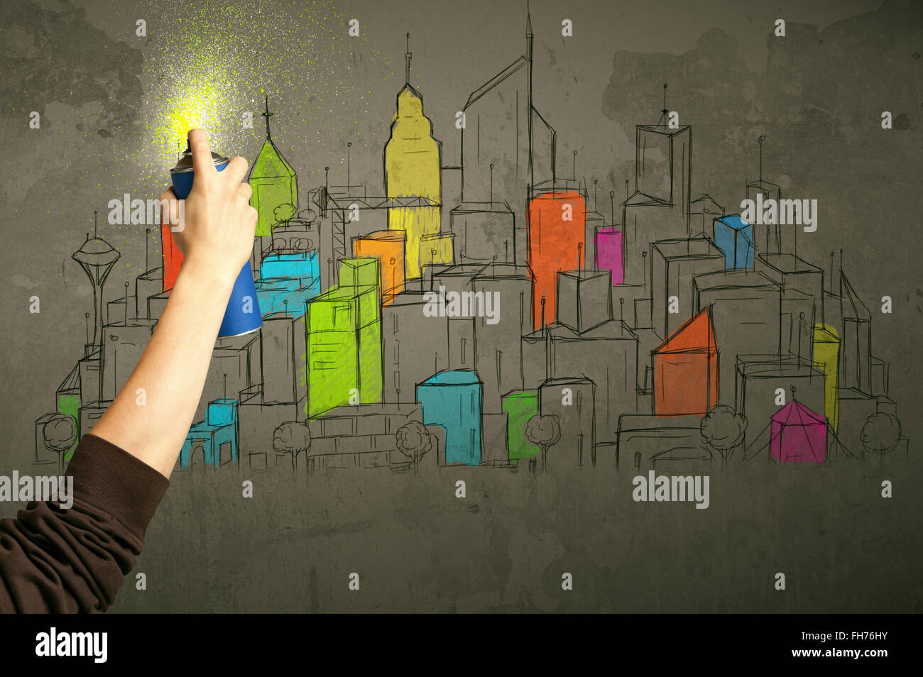 Urban painter drawing Stock Photo - Alamy