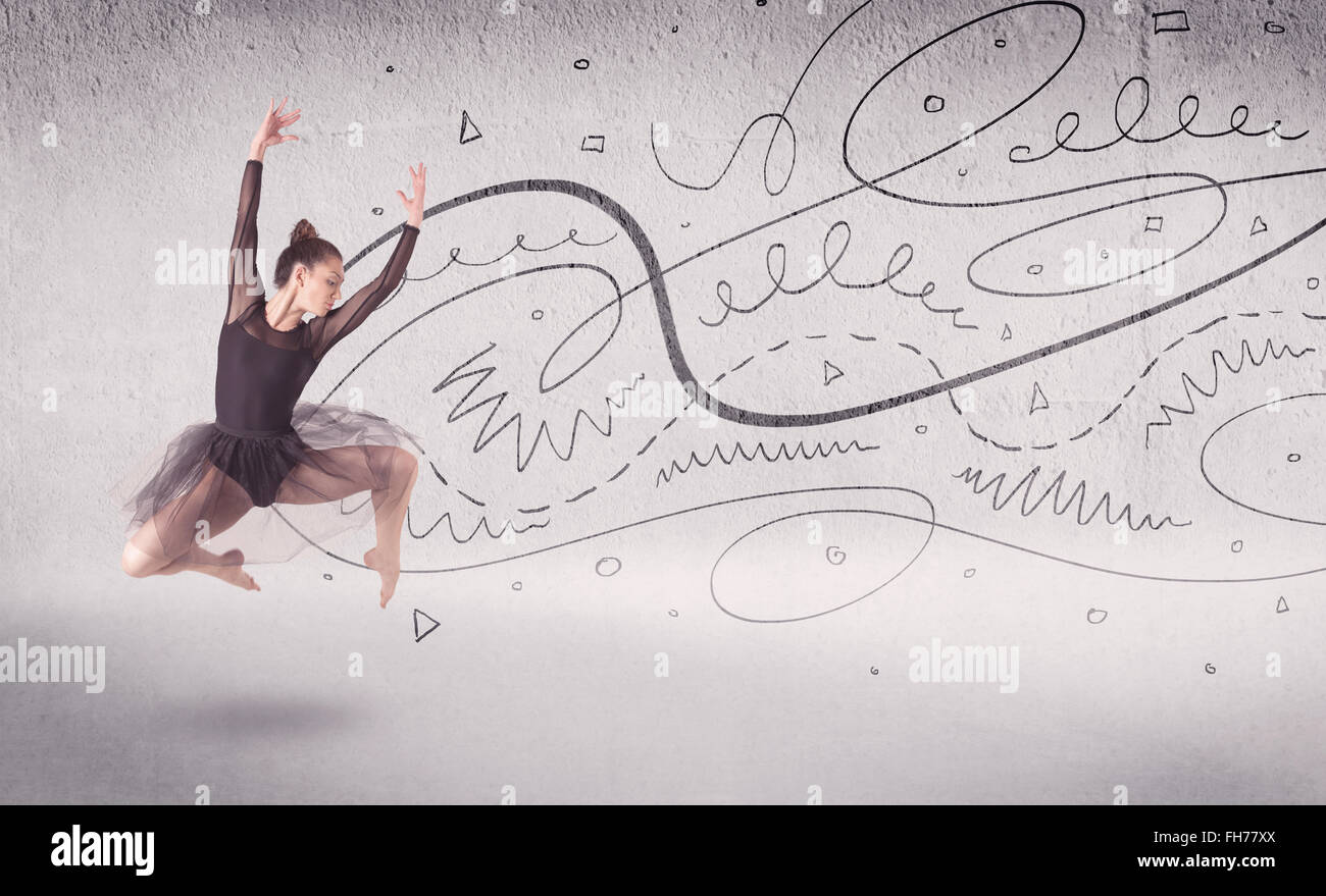 Ballet dancer performing art dance with lines and arrows Stock Photo ...
