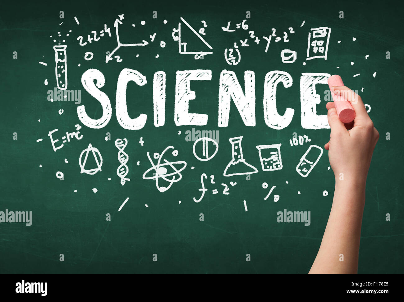 Mature science person drawing on board Stock Photo - Alamy