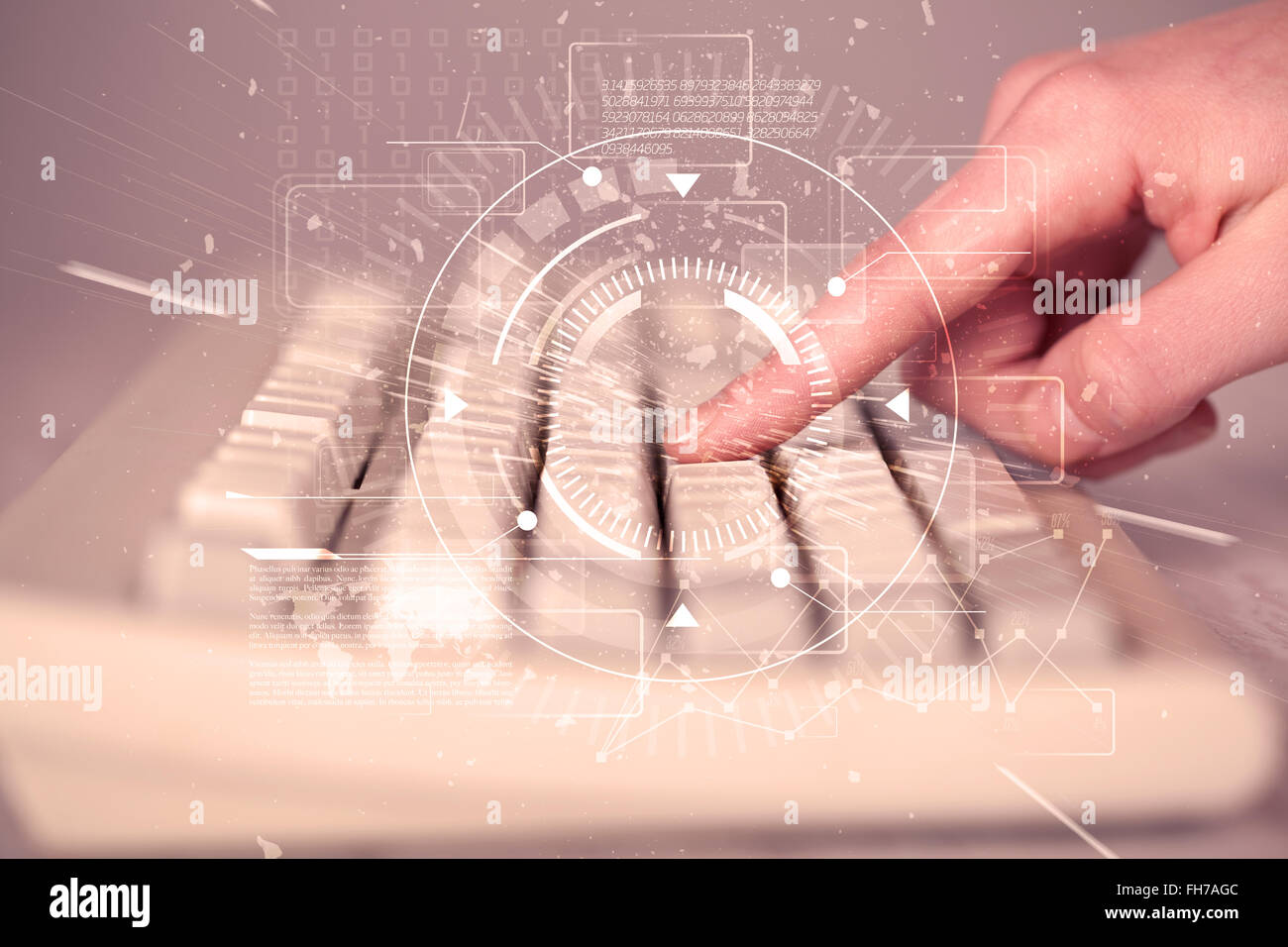 Keyboard with high tech user interface graphic Stock Photo - Alamy