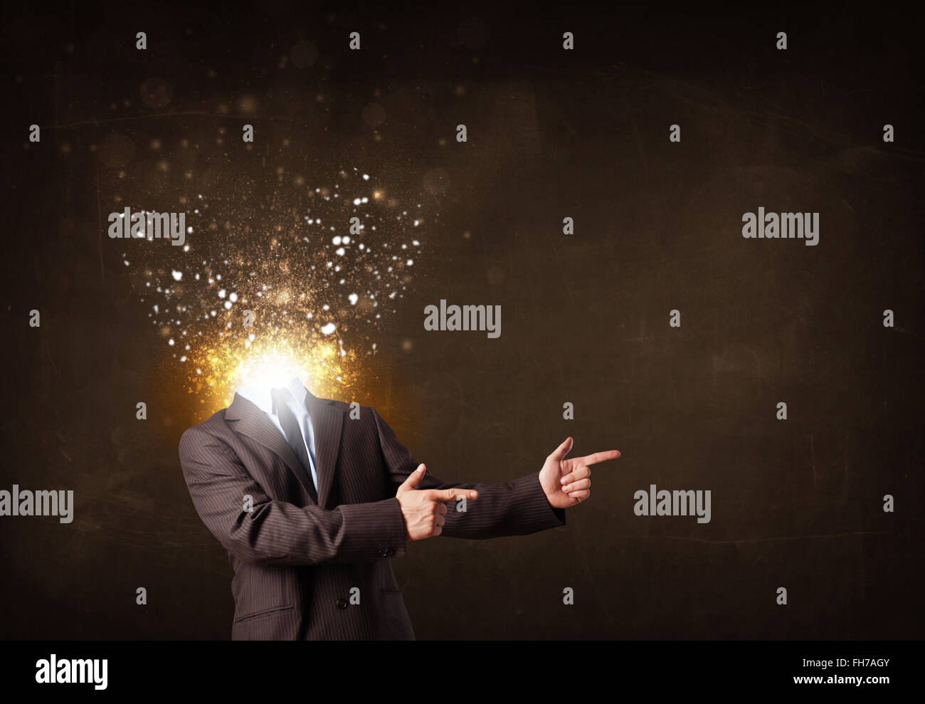 Business man with glowing exploding head Stock Photo - Alamy