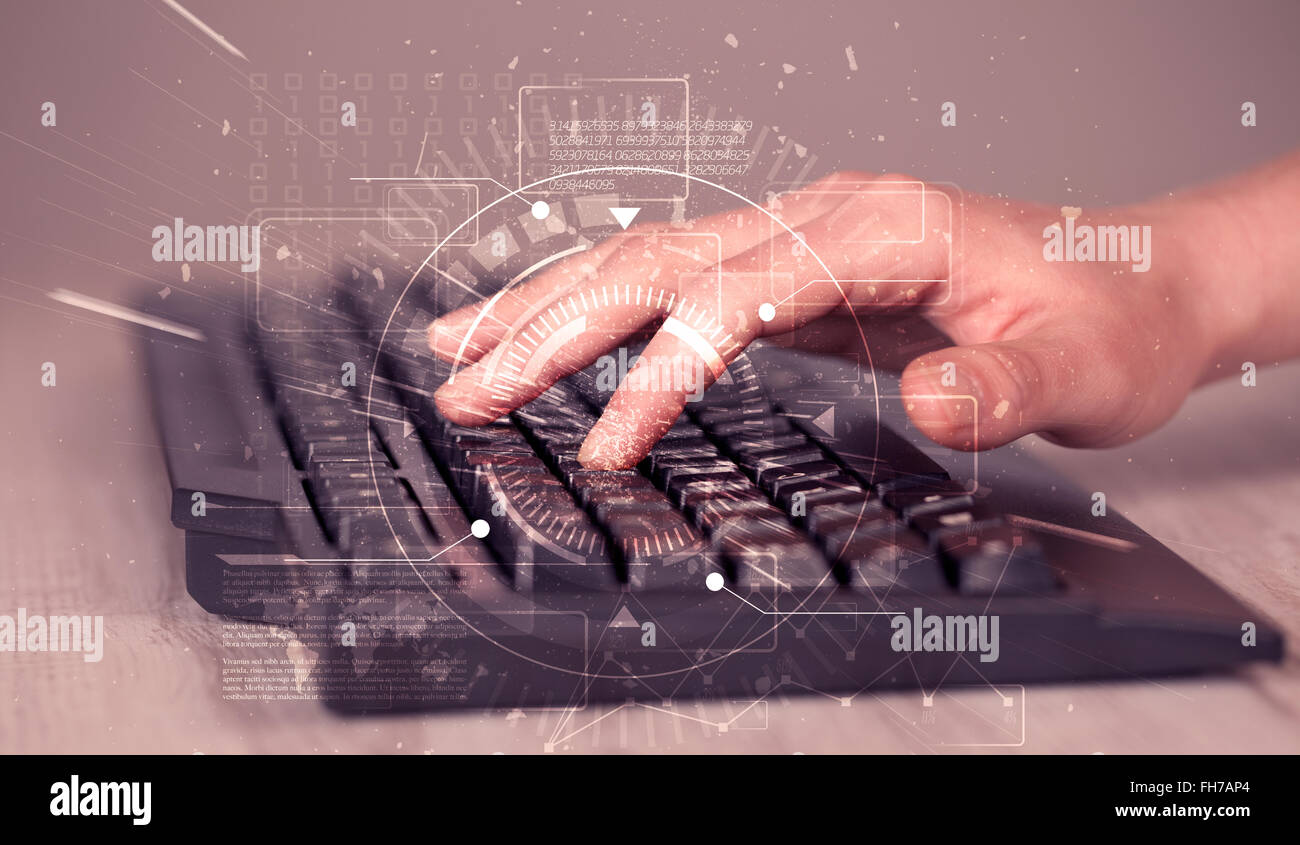 Keyboard with high tech user interface graphic Stock Photo - Alamy