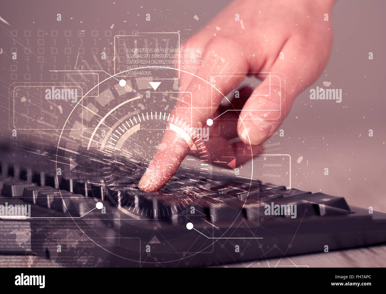 Keyboard with high tech user interface graphic Stock Photo - Alamy