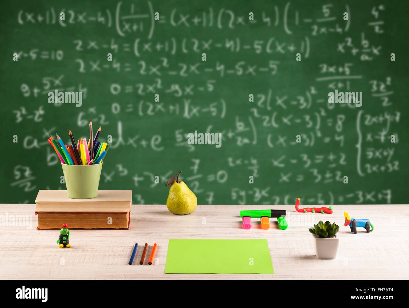 Math class from student school desk Stock Photo - Alamy