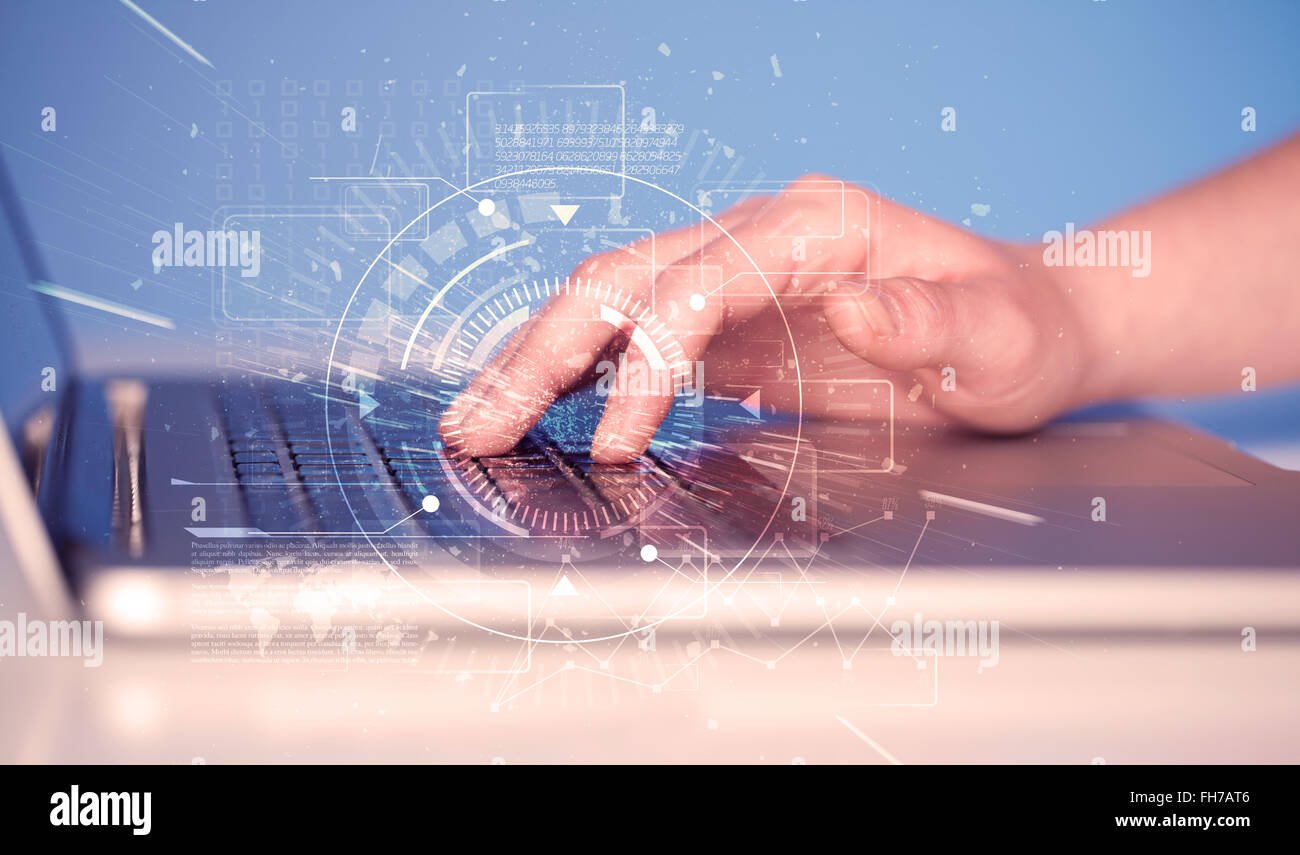 Keyboard with high tech user interface graphic Stock Photo - Alamy