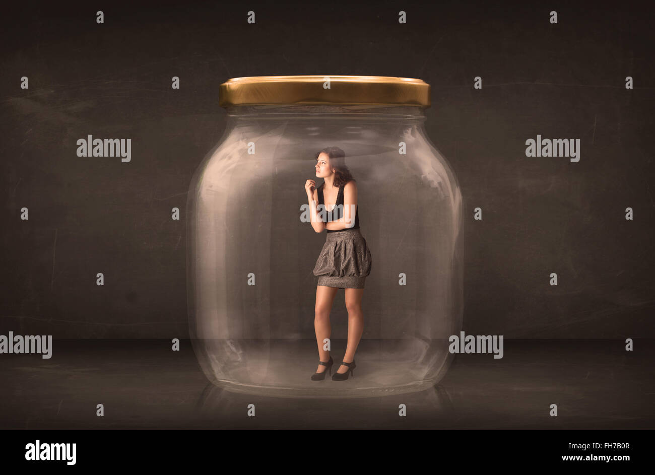 Business Woman Trapped In Jar High Resolution Stock Photography and ...