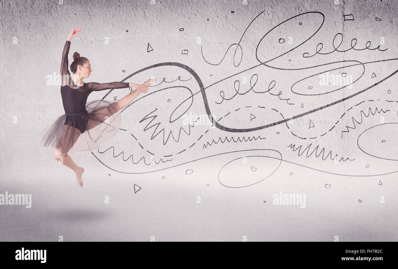Ballet dancer performing art dance with lines and arrows Stock Photo ...