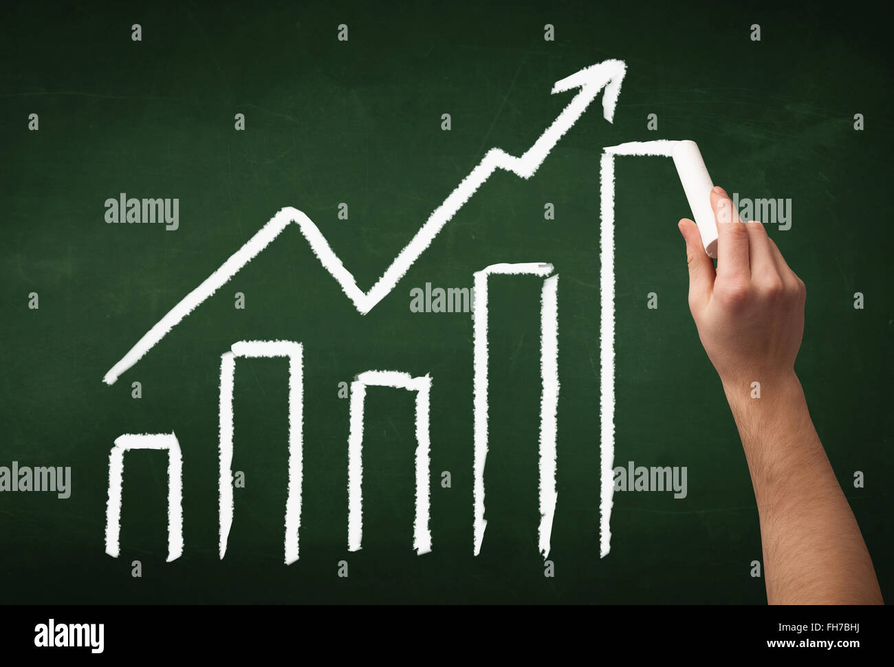 Hand drawing graph on blackboard Stock Photo - Alamy