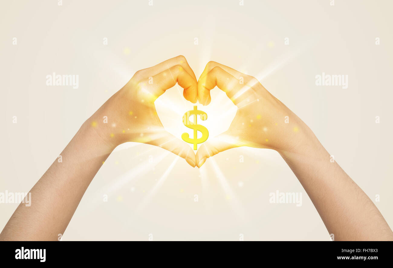 Hands creating a form with dollar sign Stock Photo - Alamy
