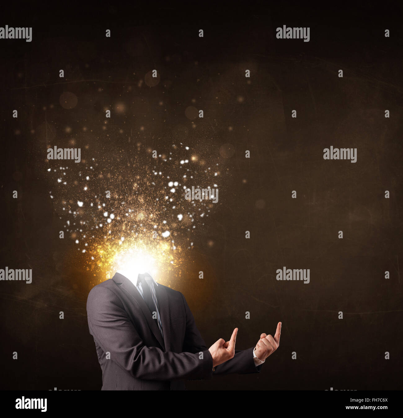 Business man with glowing exploding head Stock Photo - Alamy