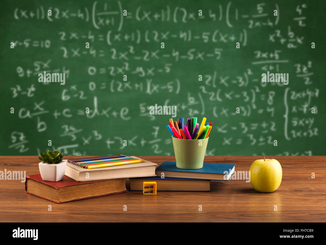Math class from student school desk Stock Photo - Alamy