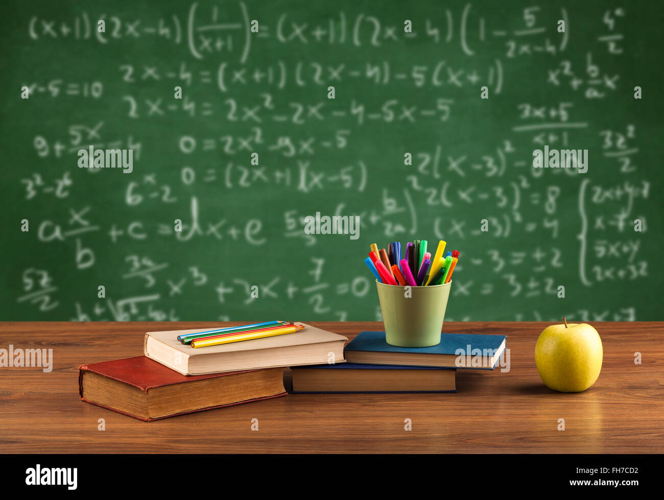 Math class from student school desk Stock Photo - Alamy