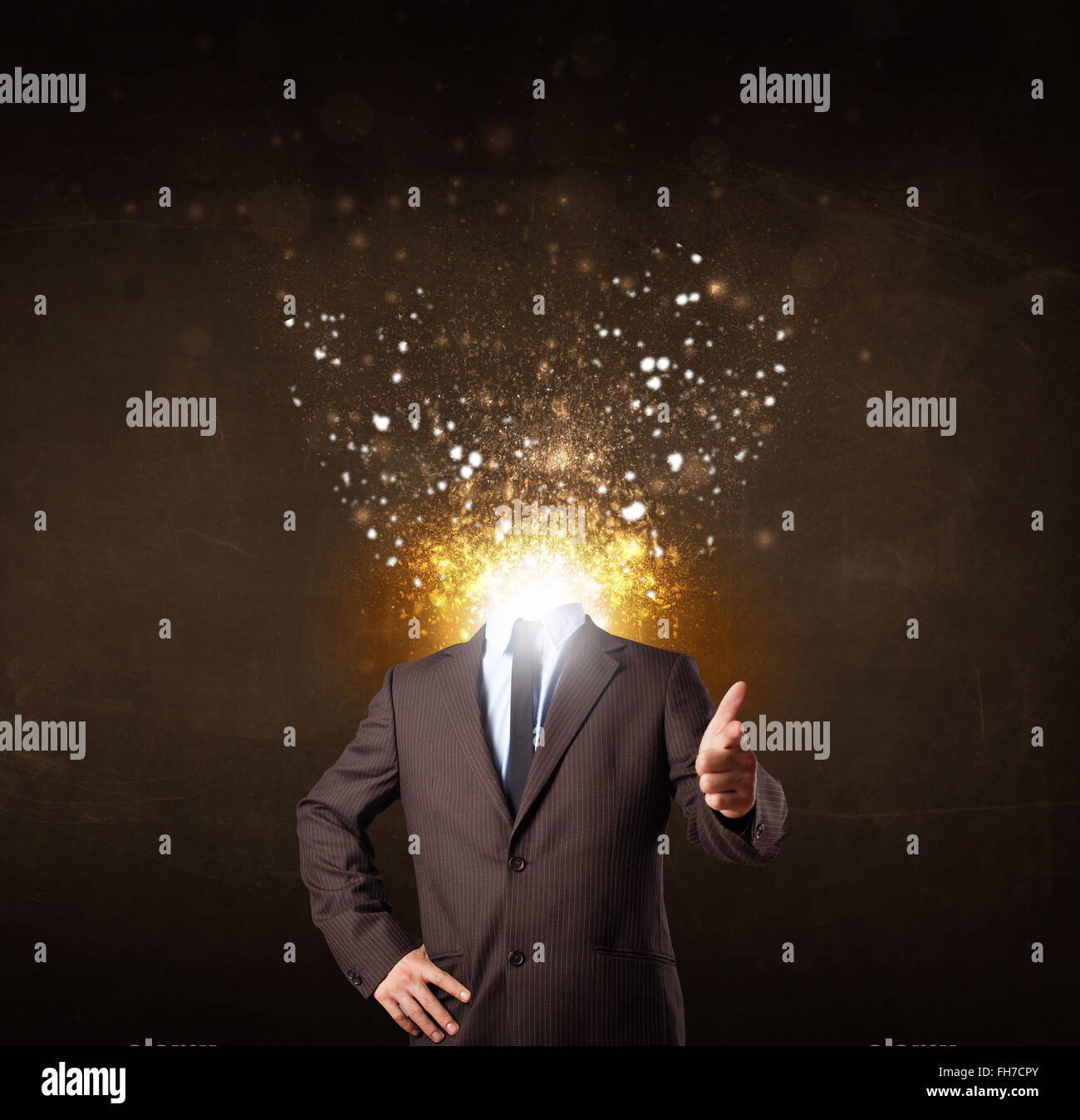 Business man with glowing exploding head Stock Photo - Alamy