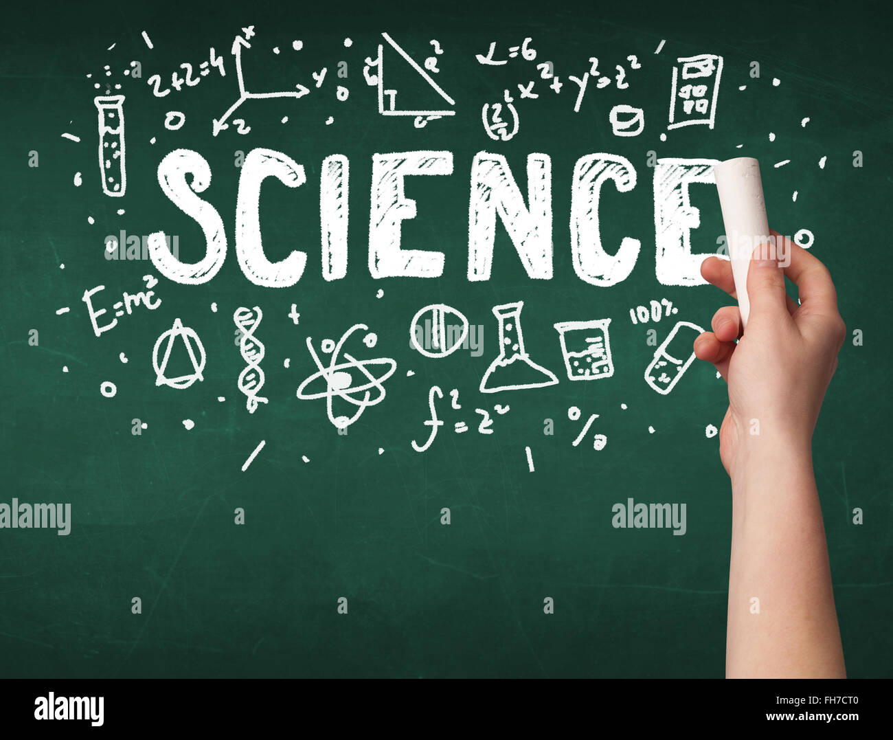 Mature science person drawing on board Stock Photo - Alamy