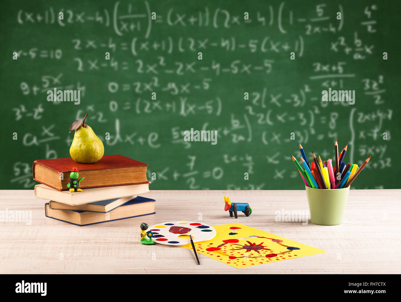 Math class from student school desk Stock Photo - Alamy